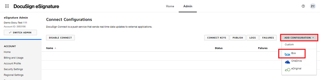 How do I use DocuSign to read and write documents to my Box account?