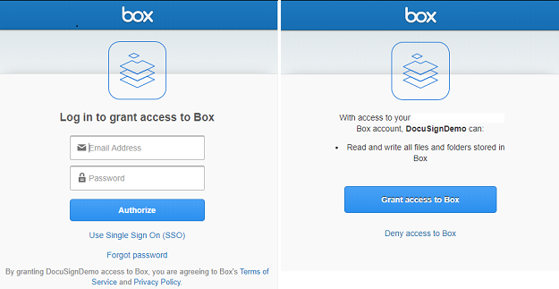 How do I use DocuSign to read and write documents to my Box account?
