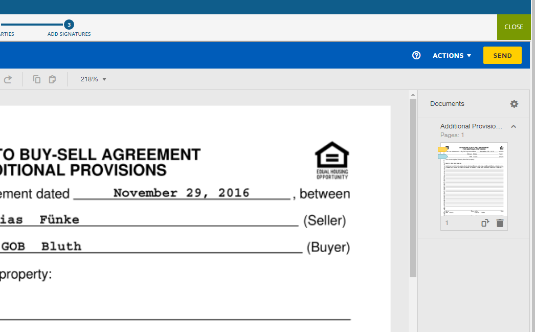 How do I send an envelope from zipForm?