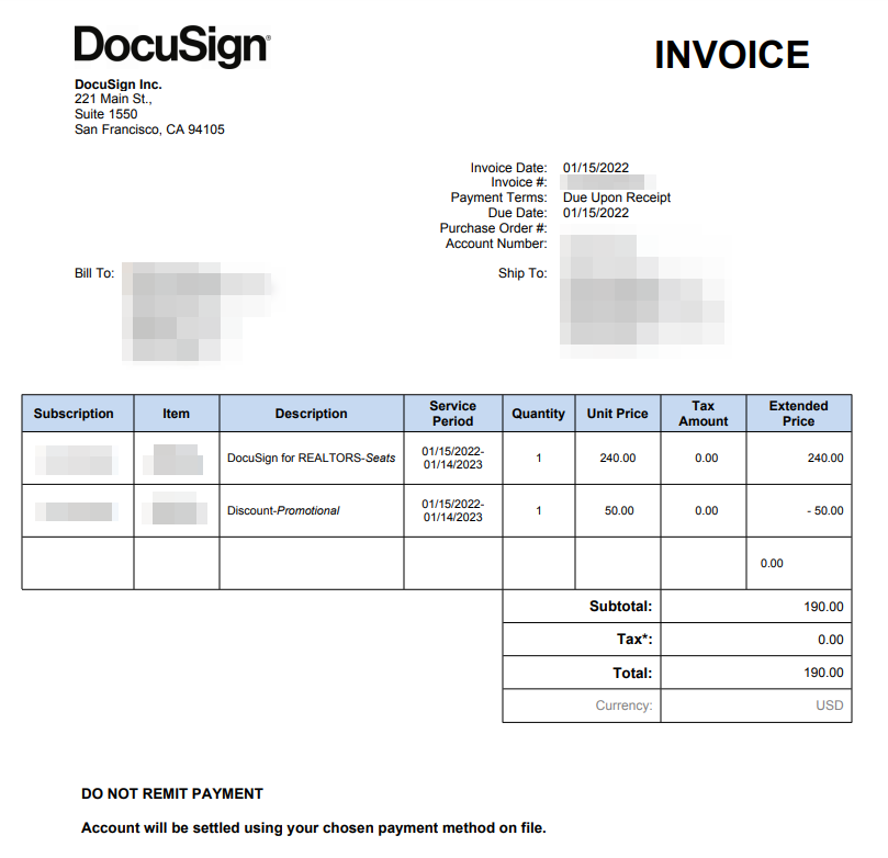 Understanding Your DocuSign Invoice for Web Plans