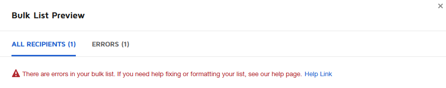 Why Is My Bulk Send Recipient List Showing An Error When Sending Or