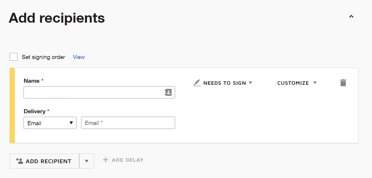 Como posso enviar um documento com o Docusign?