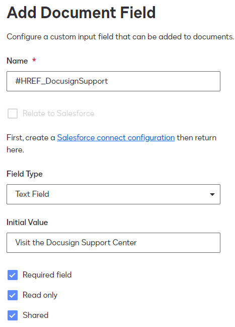 How do I create a hyperlink in a Docusign document?
