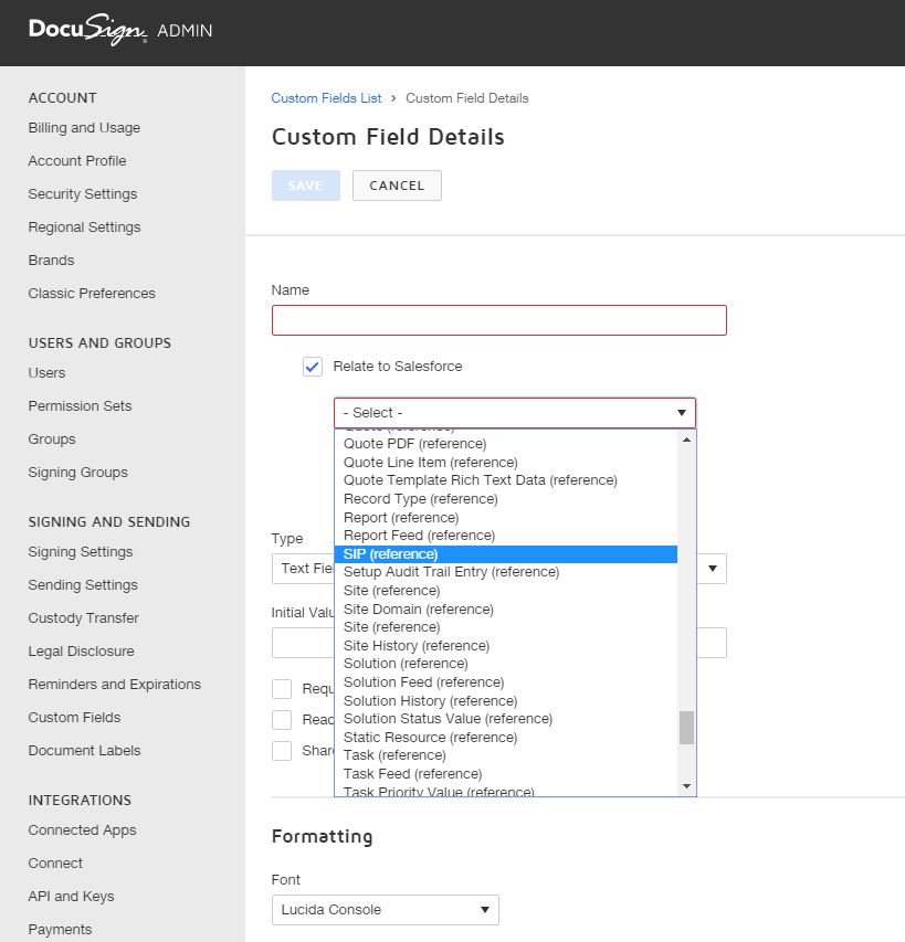 Dfs And Dal Docusign Esignature For Salesforce Drop Down List Of
