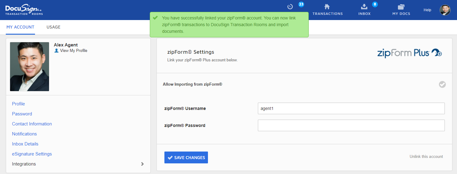 Rooms for Real Estate - Error: Linking your zipForm Account