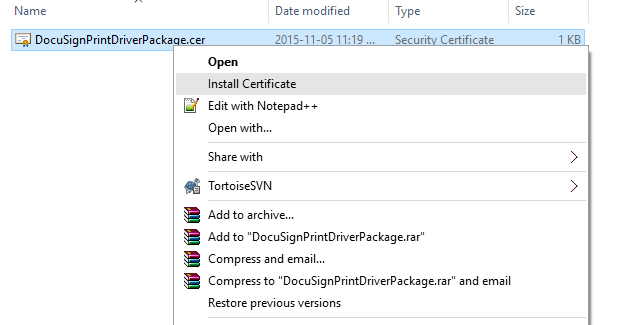 Print Driver v3.x - Instruction to Install Code Signing Certificate