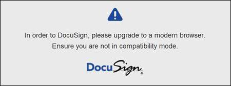 Why do I get the error "In order to DocuSign, please upgrade to a ...