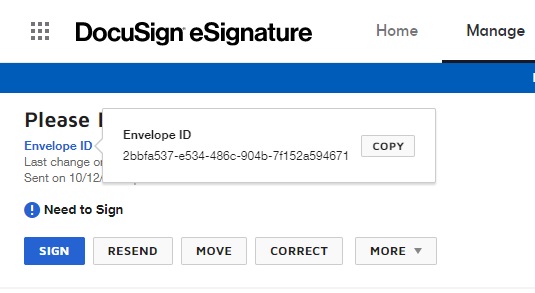 Onde posso encontrar minha ID do envelope?