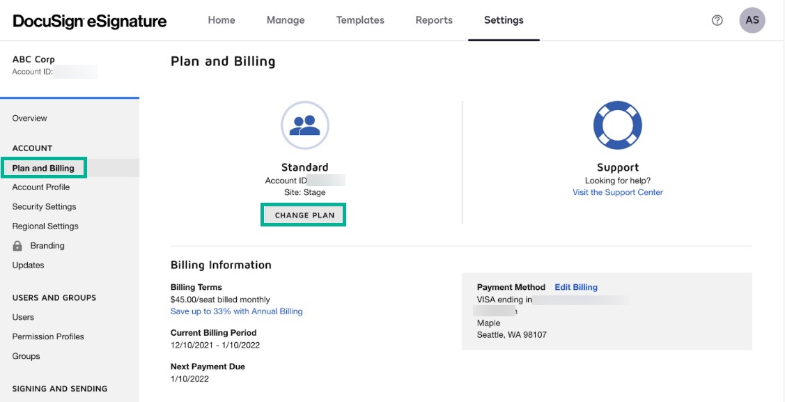 Manage or close your DocuSign Account subscription (iPad, iPhone, iPod ...