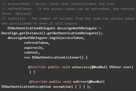 DocuSign Developer FAQs - Android SDK
