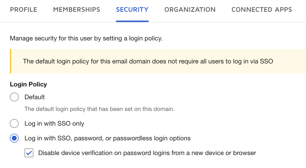 How to exclude specific users from SSO requirements?