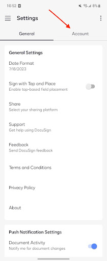 How to manage or cancel your DocuSign plan (Android)