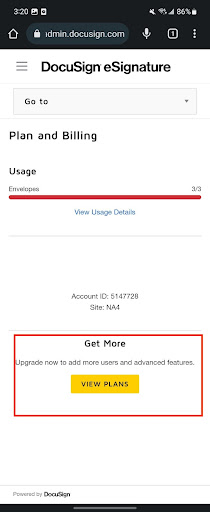 How to manage or cancel your DocuSign plan (Android)