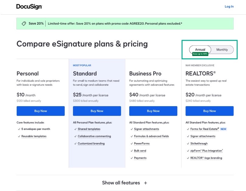 How do I change my DocuSign plan?