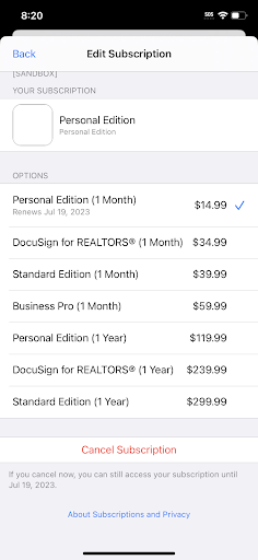 How to manage or cancel your DocuSign plan (iPad, iPhone)