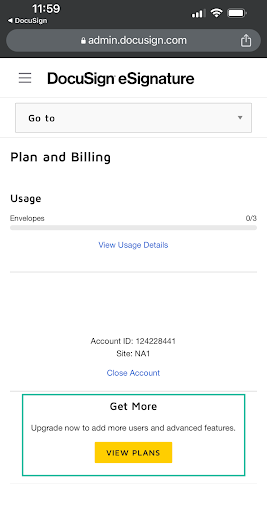 How to manage or cancel your DocuSign plan (iPad, iPhone)