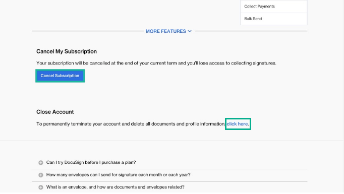 How to cancel your subscription or close your DocuSign account