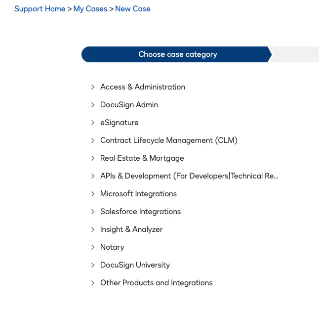 How do I open a case in the DocuSign Support Center?