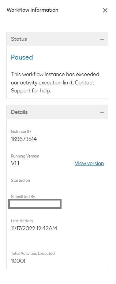 How to resume a CLM workflow after it was paused because the workflow activity limit was reached