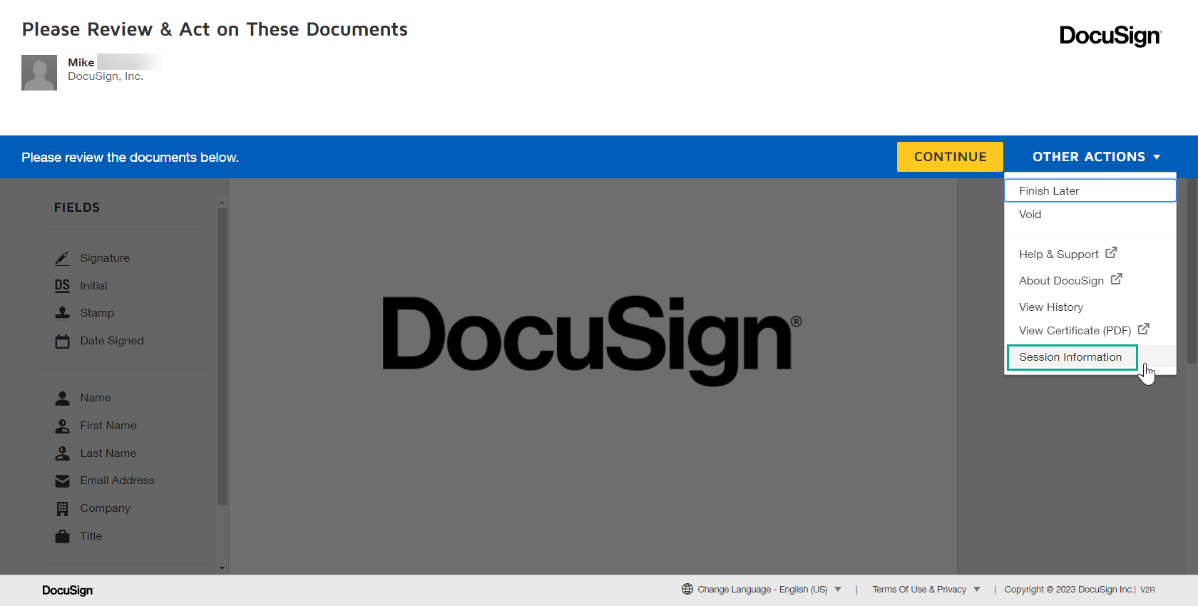 How do I get signing Session Information?