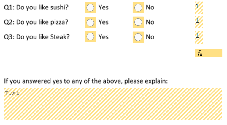How do I set a conditional field based on the response to one or more radio button groups?