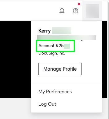 Where do I find my Docusign account number?