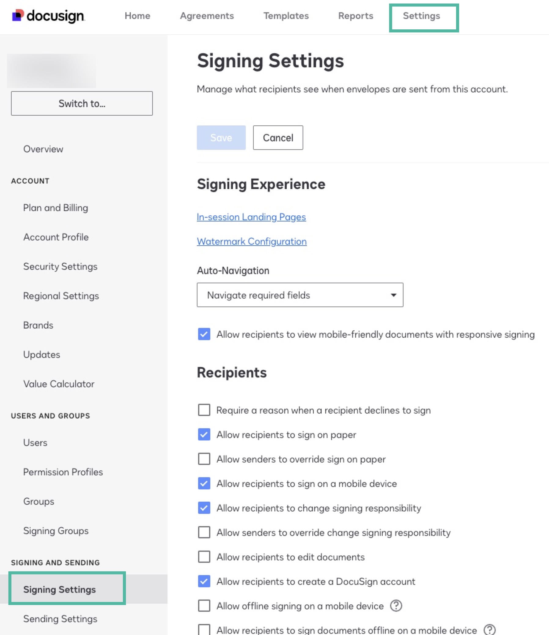 Add a watermark to in-process envelopes sent from my Docusign account
