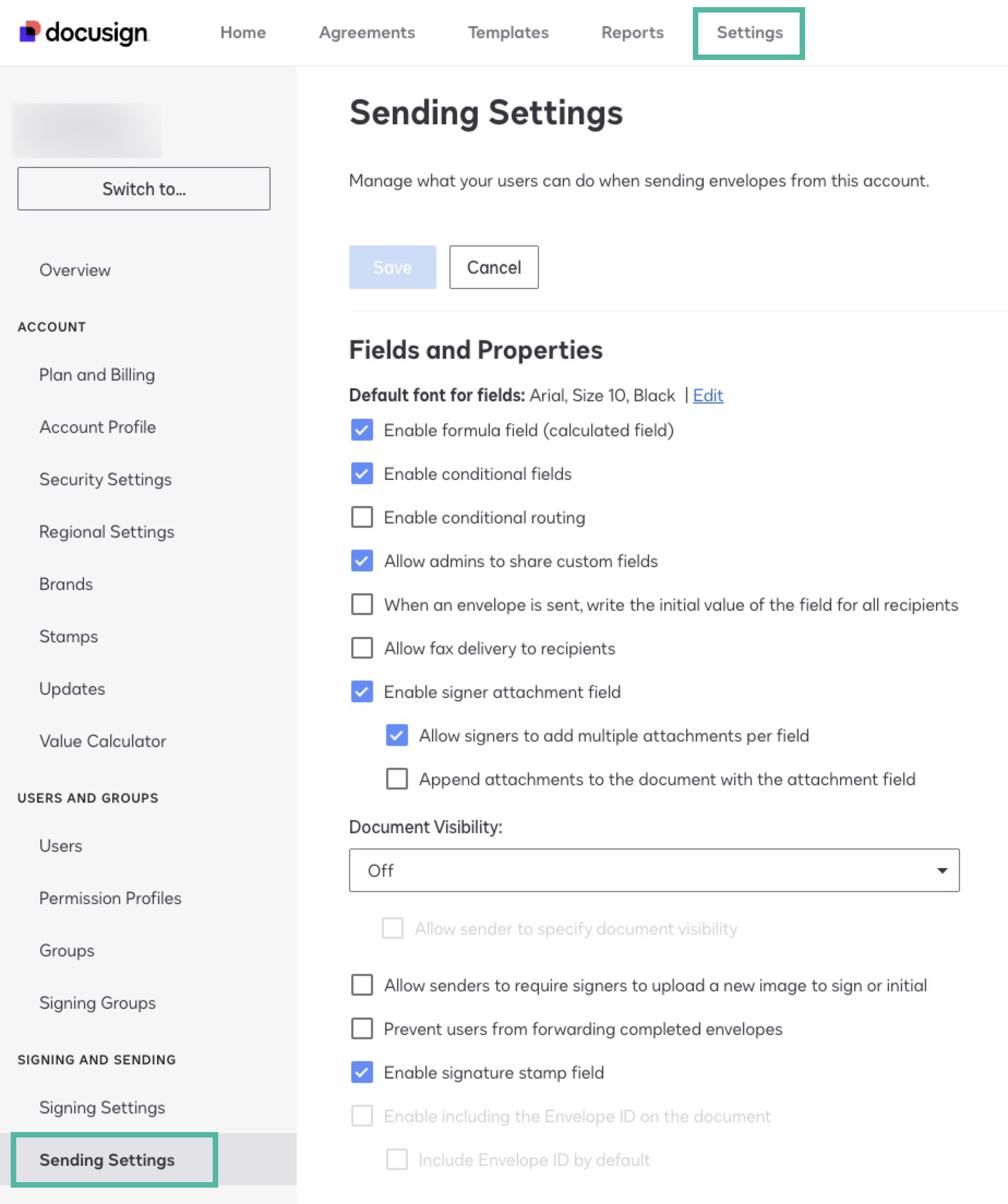 How do I share the information in all fields with all recipients when sending a document?