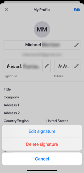 How do I change my signature or adopt a custom signature? (iOS and Android)