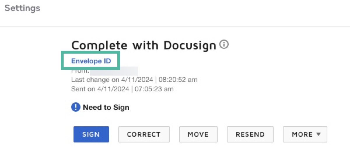 Locate a Docusign envelope ID