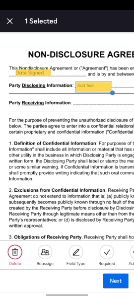 Add Fields To A Document With The Docusign Mobile App For Android