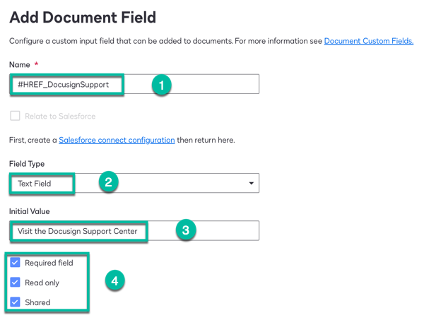 How do I create a hyperlink in a Docusign document?