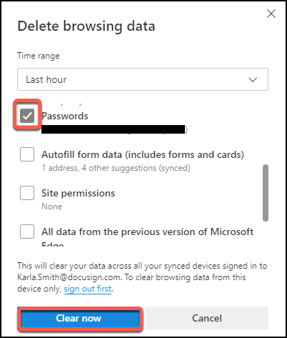 Microsoft Edge 中的快取登入憑證疑難排解
