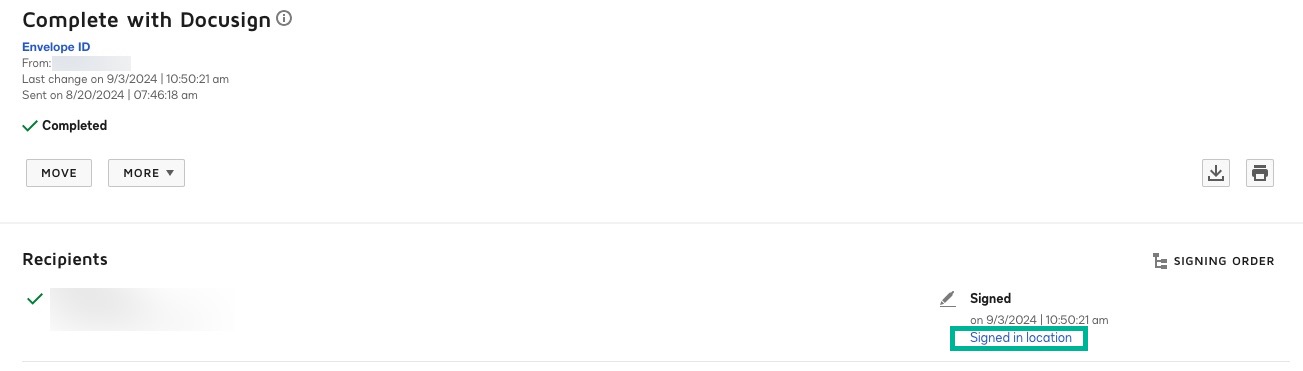 Why does Docusign request my location information when signing a document?