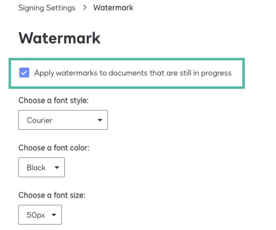 Add a watermark to in-process envelopes sent from my Docusign account