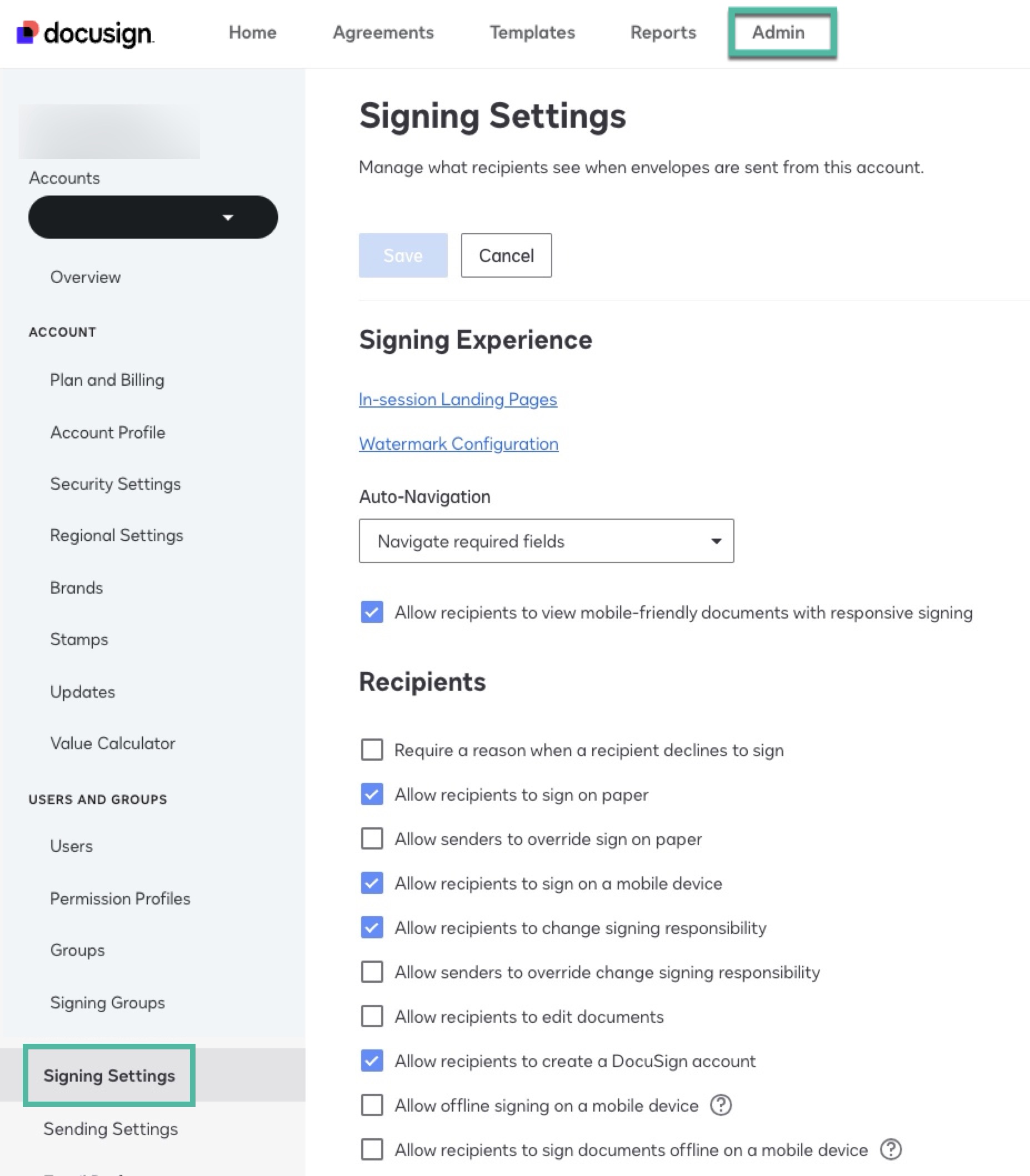 Add a watermark to in-process envelopes sent from my Docusign account
