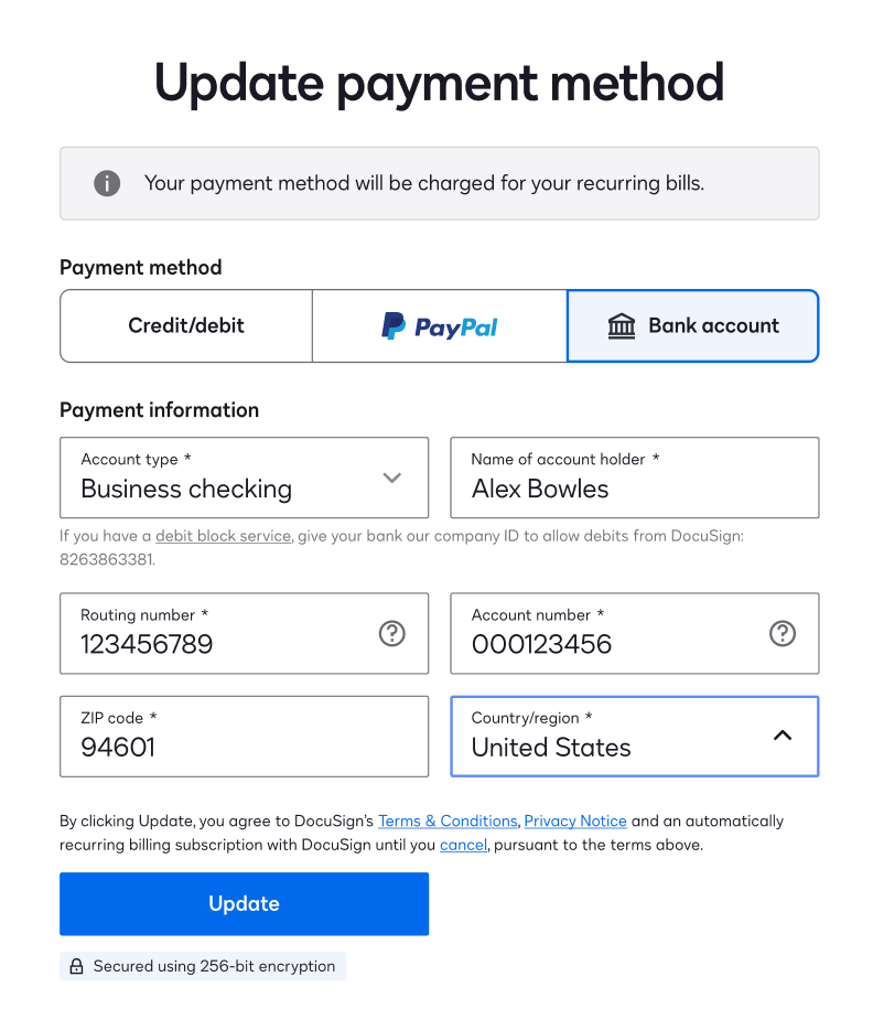 Update your payment information