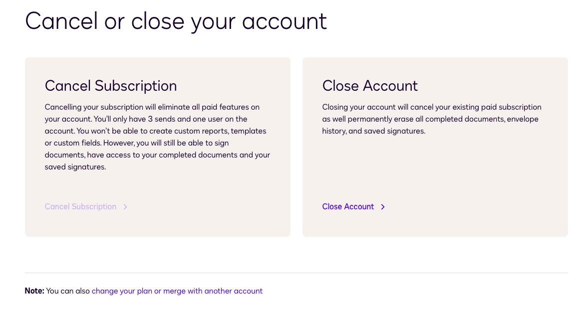 Cancel your subscription or close your Docusign account