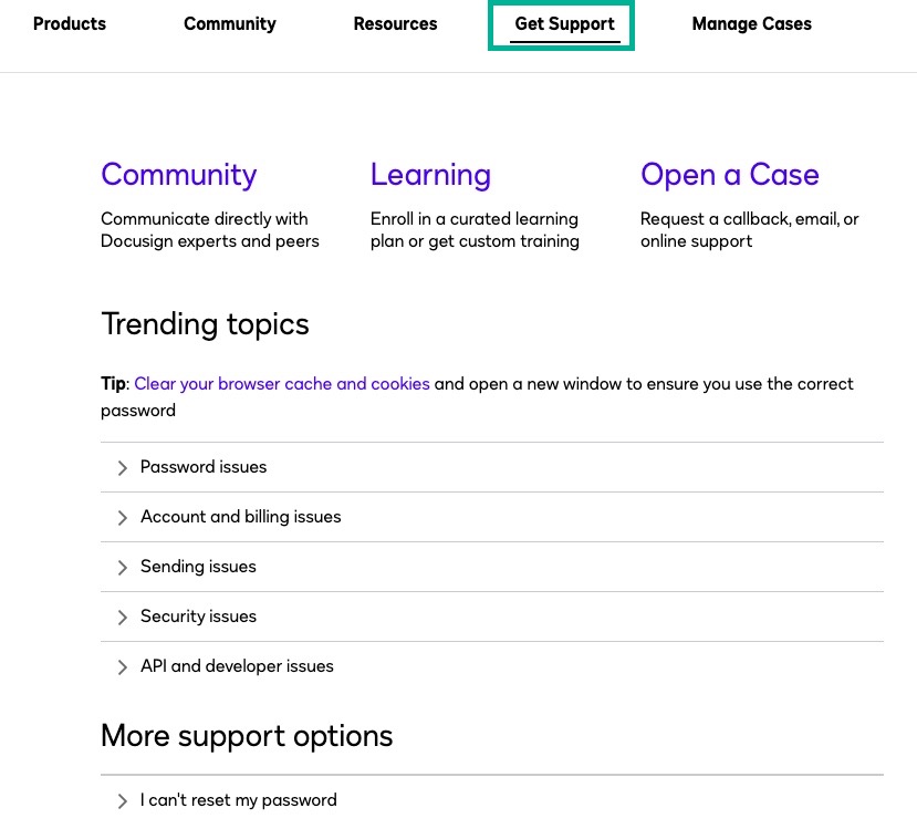 How to use the Docusign Support Center