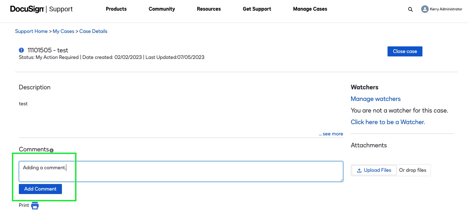 How do I open a case in the DocuSign Support Center?