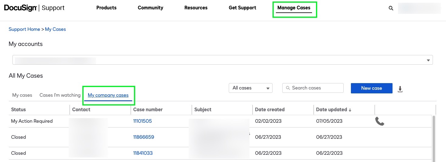 As an Admin, how can I view and manage all cases for my account?