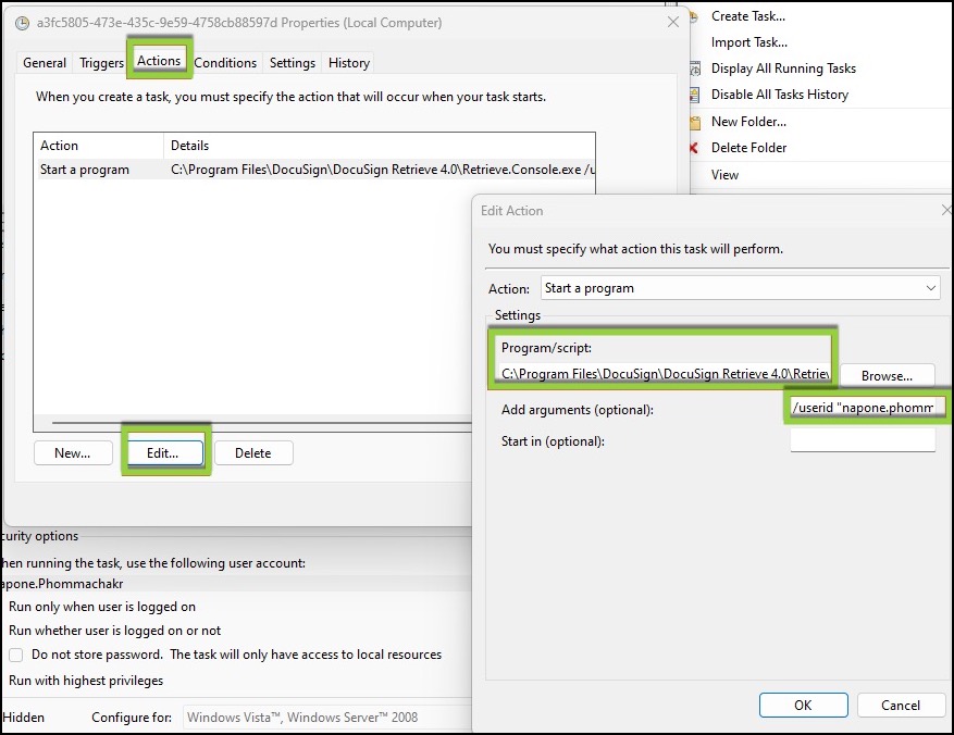 Retrieve: Schedule a Task using the Windows Task Scheduler