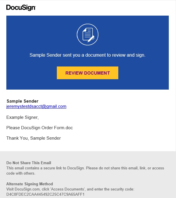 I need an access code to sign an envelope. Where do I find it?