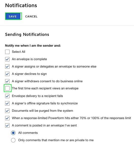 How do I manage my DocuSign email notifications?