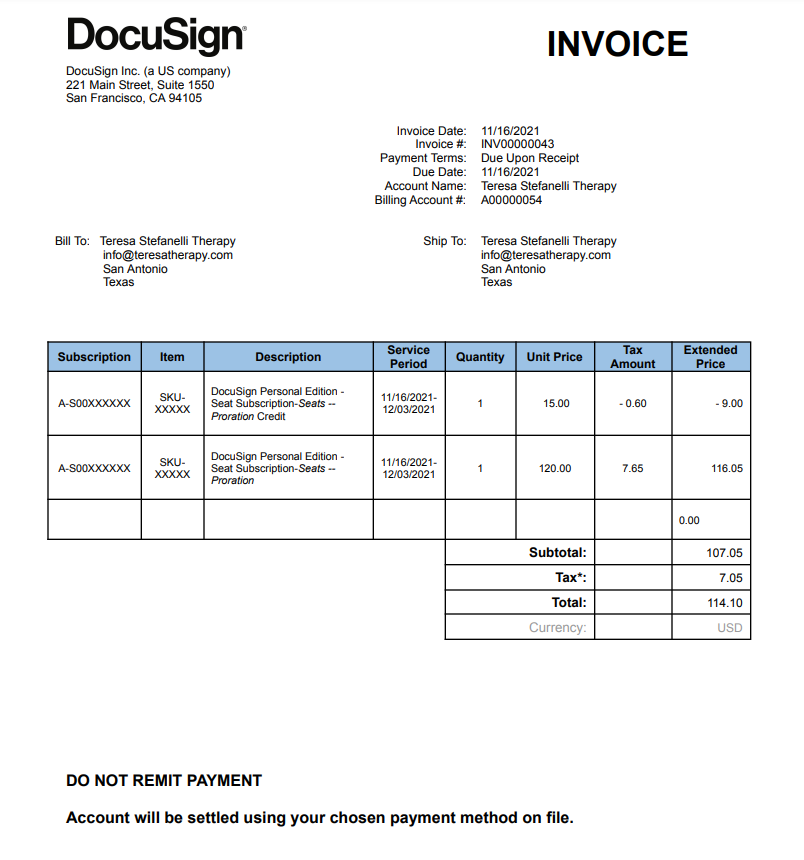 Understanding Your DocuSign Invoice for Web Plans