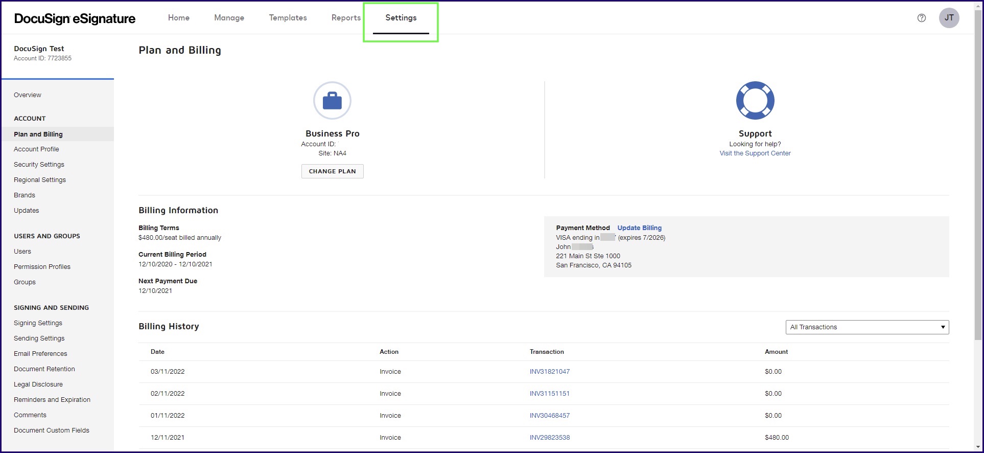 DocuSign API and Connect Feature Integration ERROR: This Account lacks ...