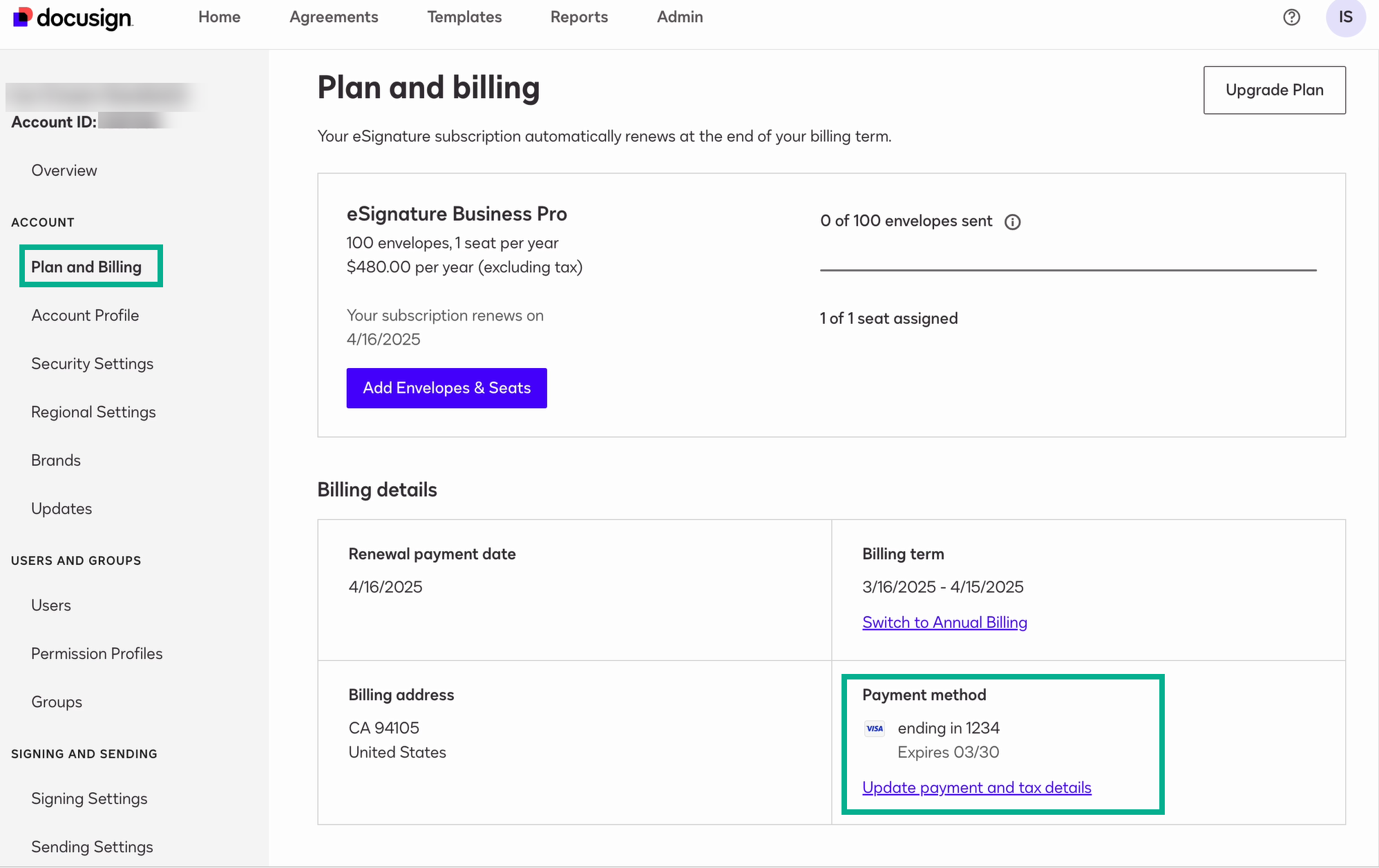 Update your payment information