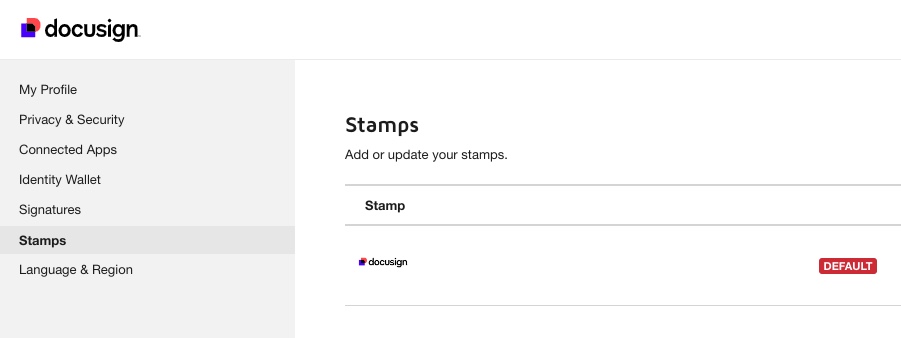 印鑑機能を使用した送信と捺印（Docusign Stamps）