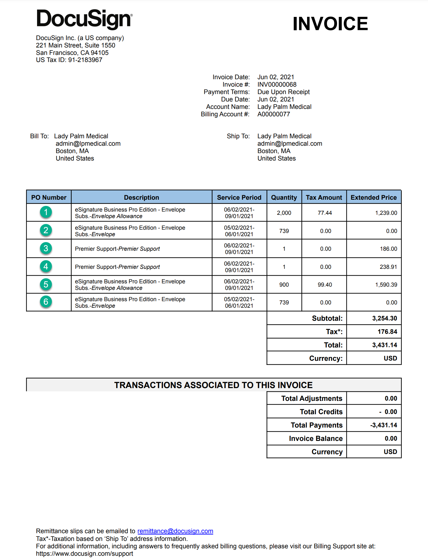 Understand your Docusign invoice for plans purchased directly from Sales