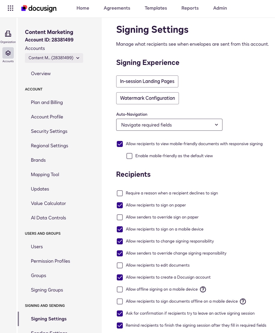 Add a watermark to in-process envelopes sent from my Docusign account